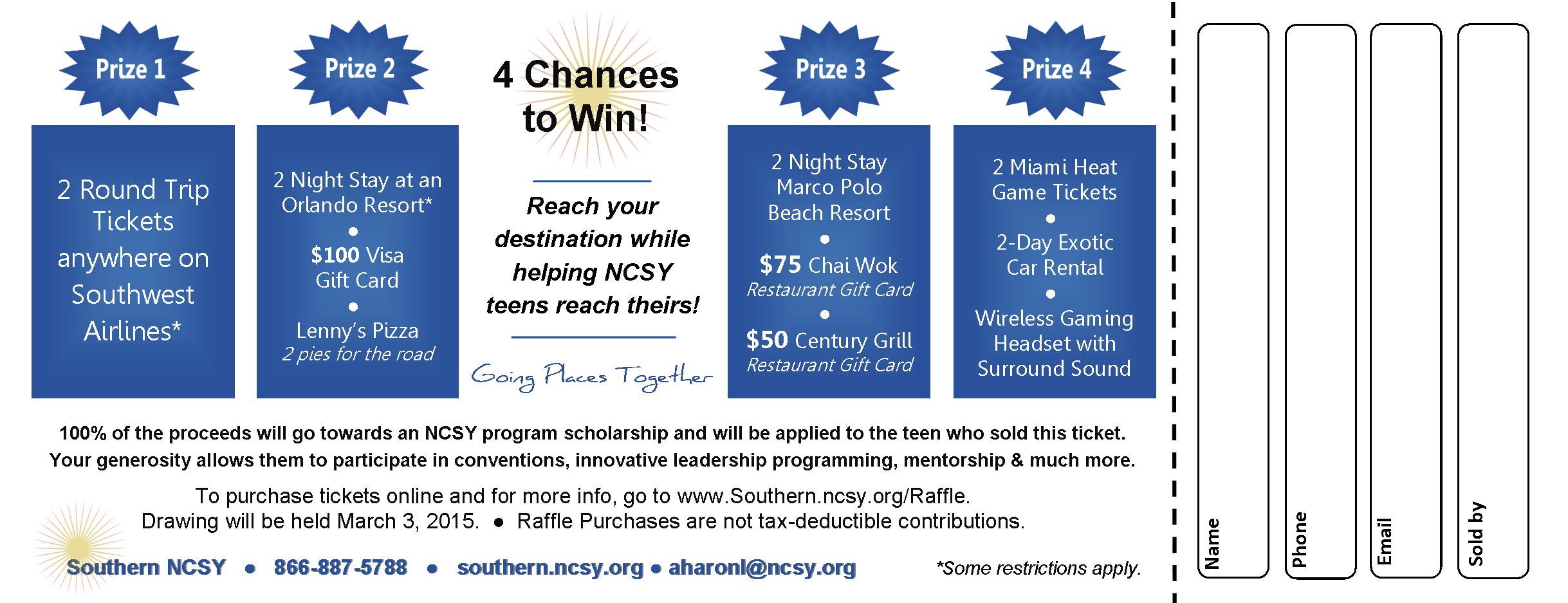 2015 Winter Regional Raffle Ticket BACK - Southern NCSY